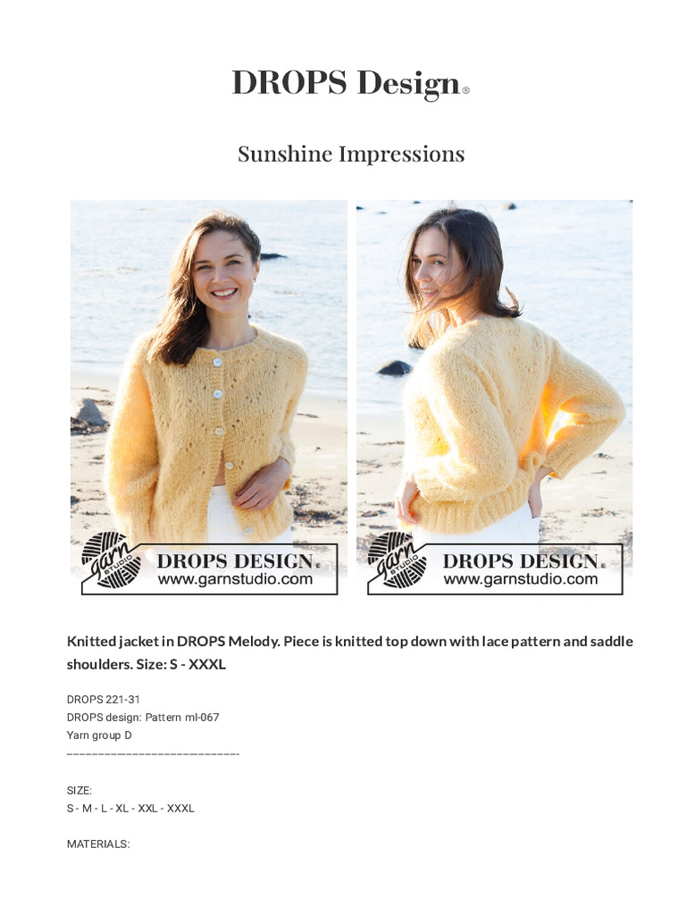 Sunshine Impressions | PDF | Knitting | Knitting Needle