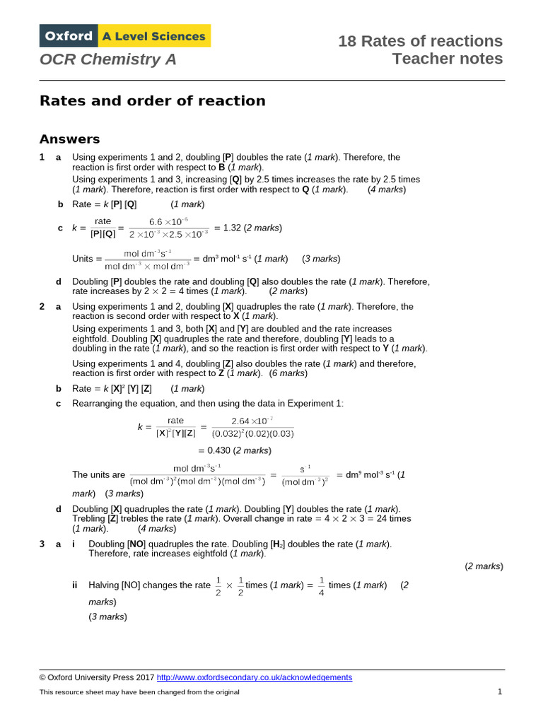 Reaction Rates and Order Analysis | PDF | Chemistry | Physical Chemistry