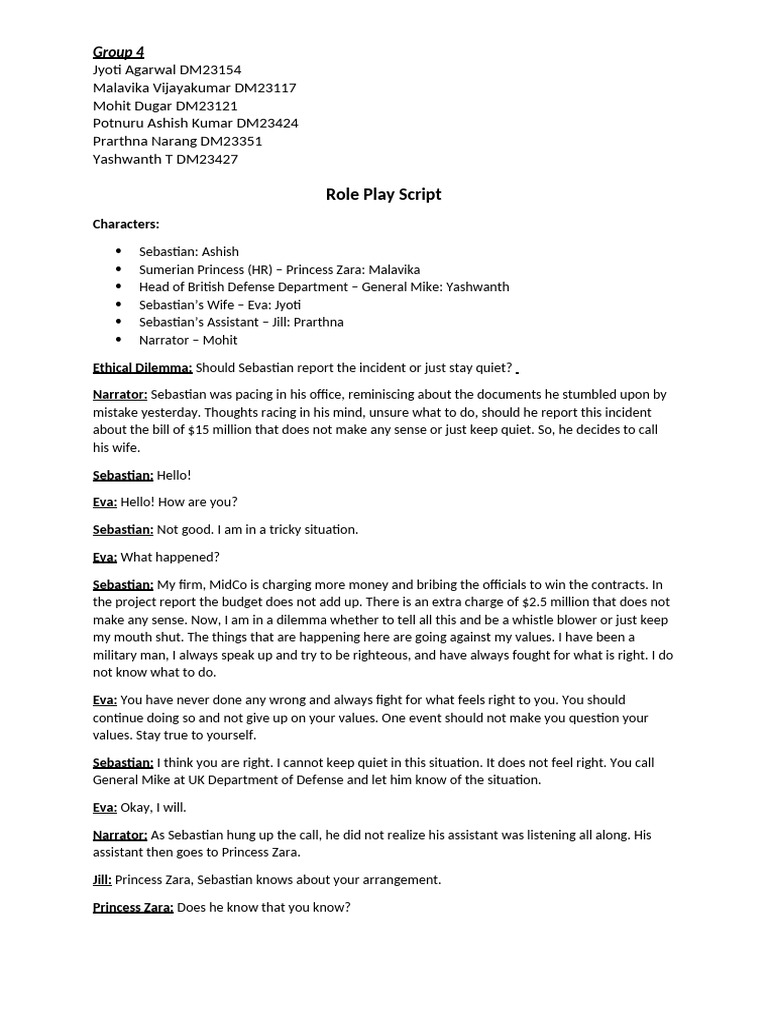 Group 4_Role Play Script | PDF