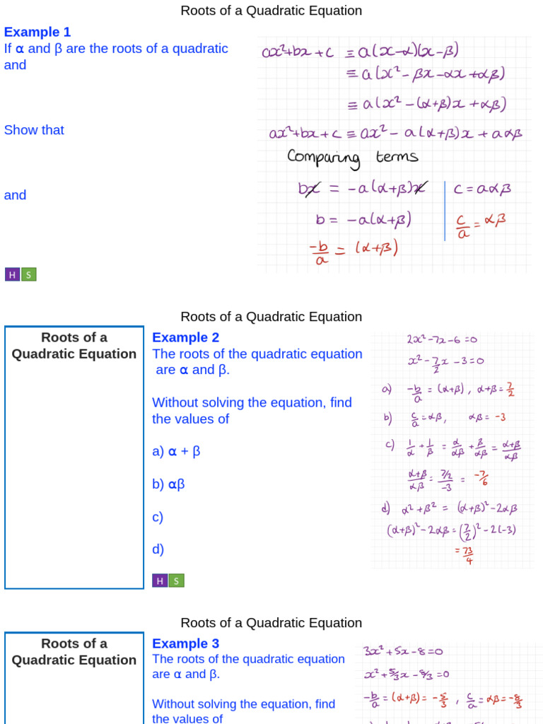 Roots of A Quadratic Equation | PDF