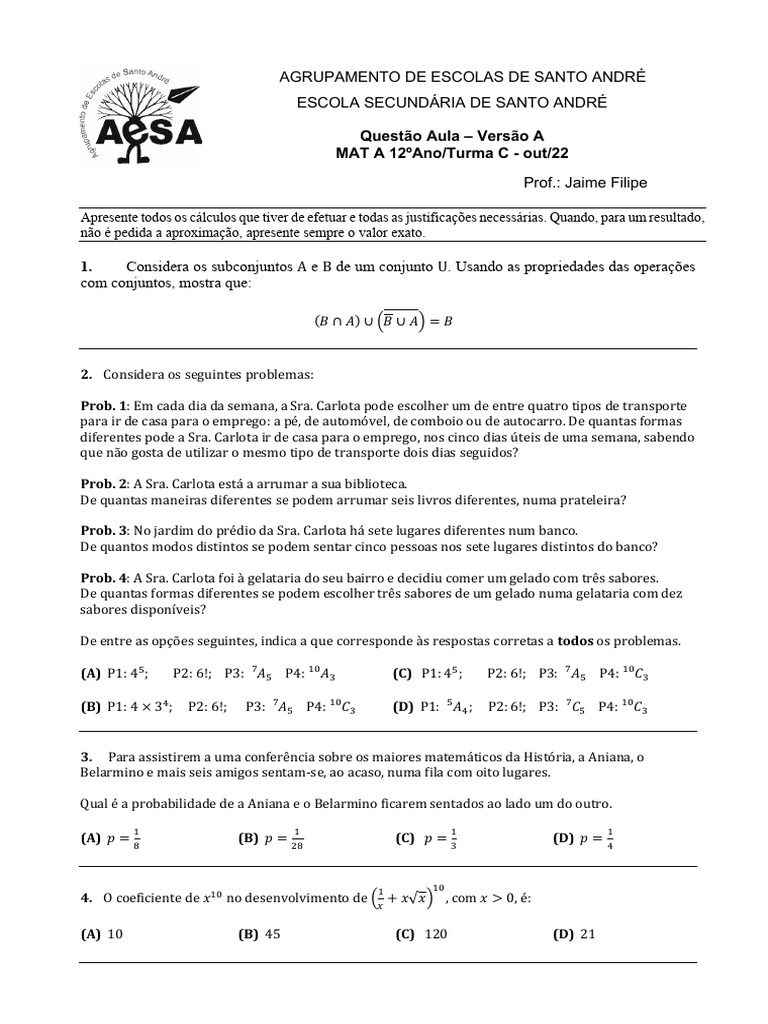 2223 QA1 12C Out Vera Prova | PDF