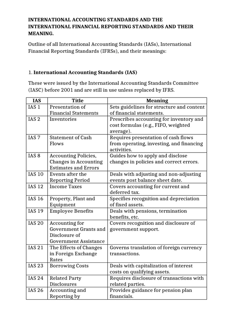 International Accounting Standards Overview | PDF | International ...
