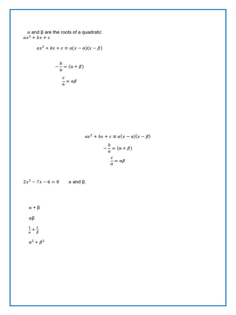 Roots of Quadratics | PDF
