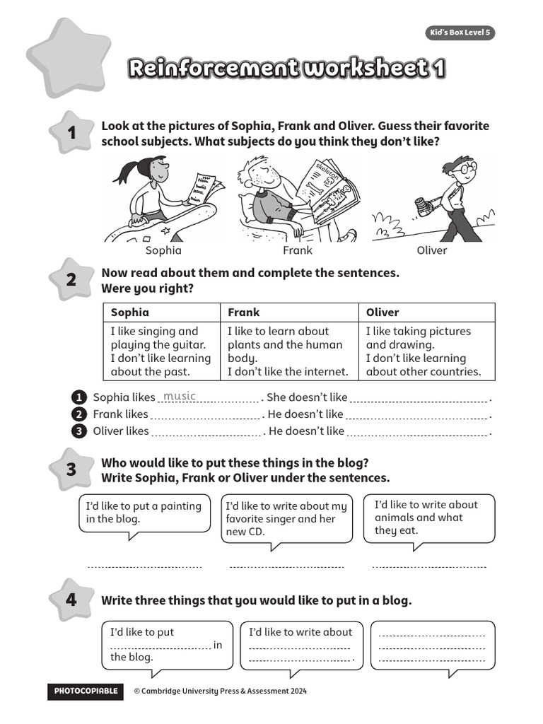 Kid's Box Level 5 Reinforcement Worksheet | PDF