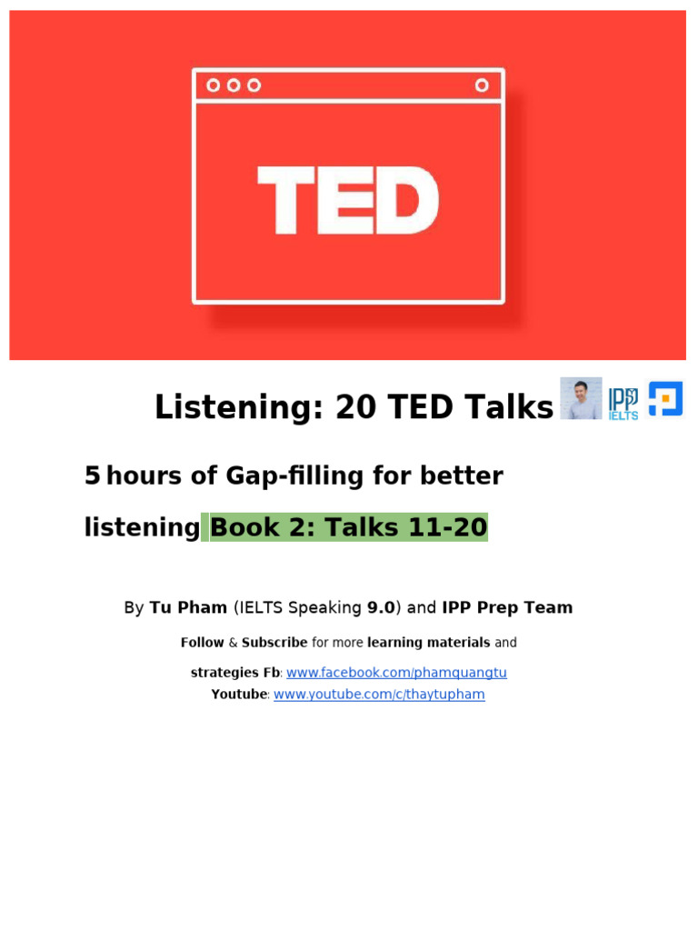 Listening Gap-Filling 20 Ted Talks Book 2 | PDF