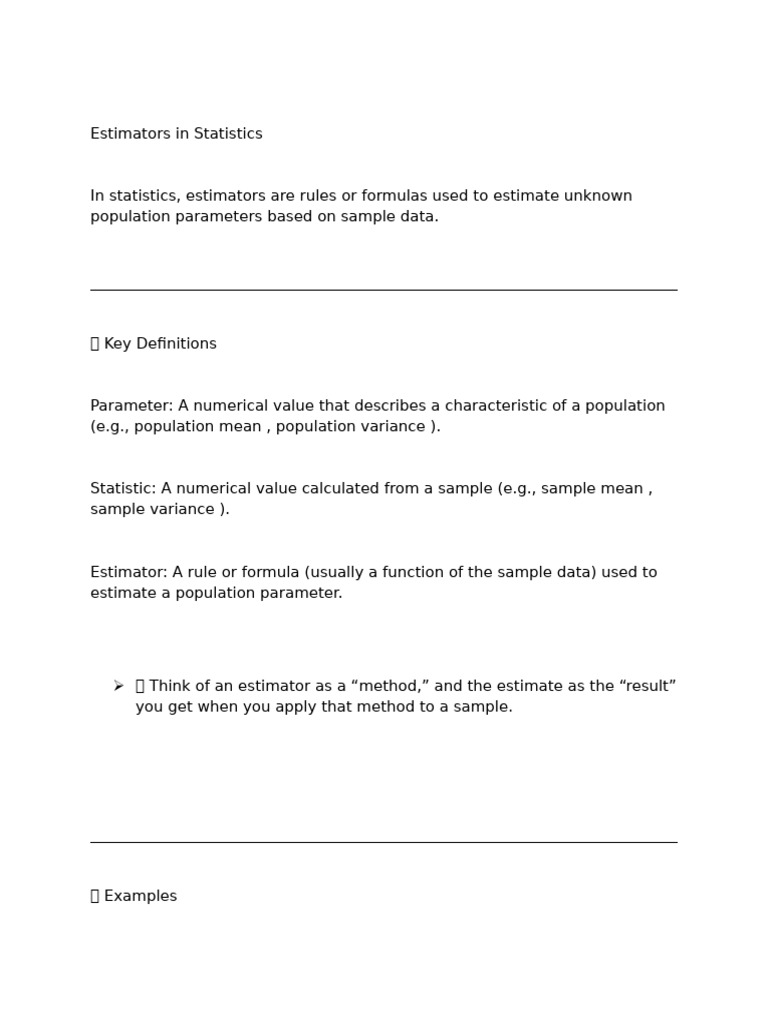 Understanding Statistical Estimators | PDF