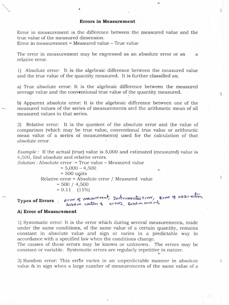 Measuring Errors And Their Classification Pdf Observational Error