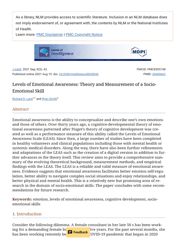 Levels of Emotional Awareness_ Theory and Measurement of a Socio ...