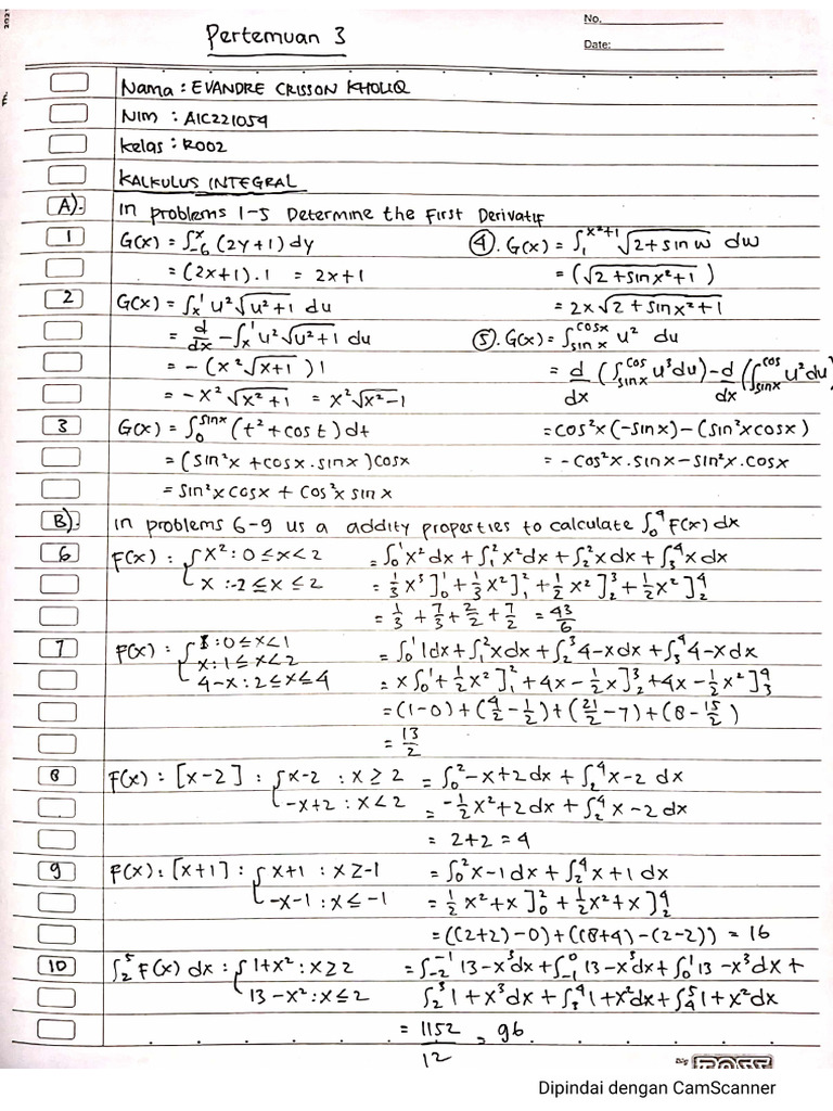 Kalkulus Pert 3 - Evandre Crisson Kholiq A1C221054 | PDF
