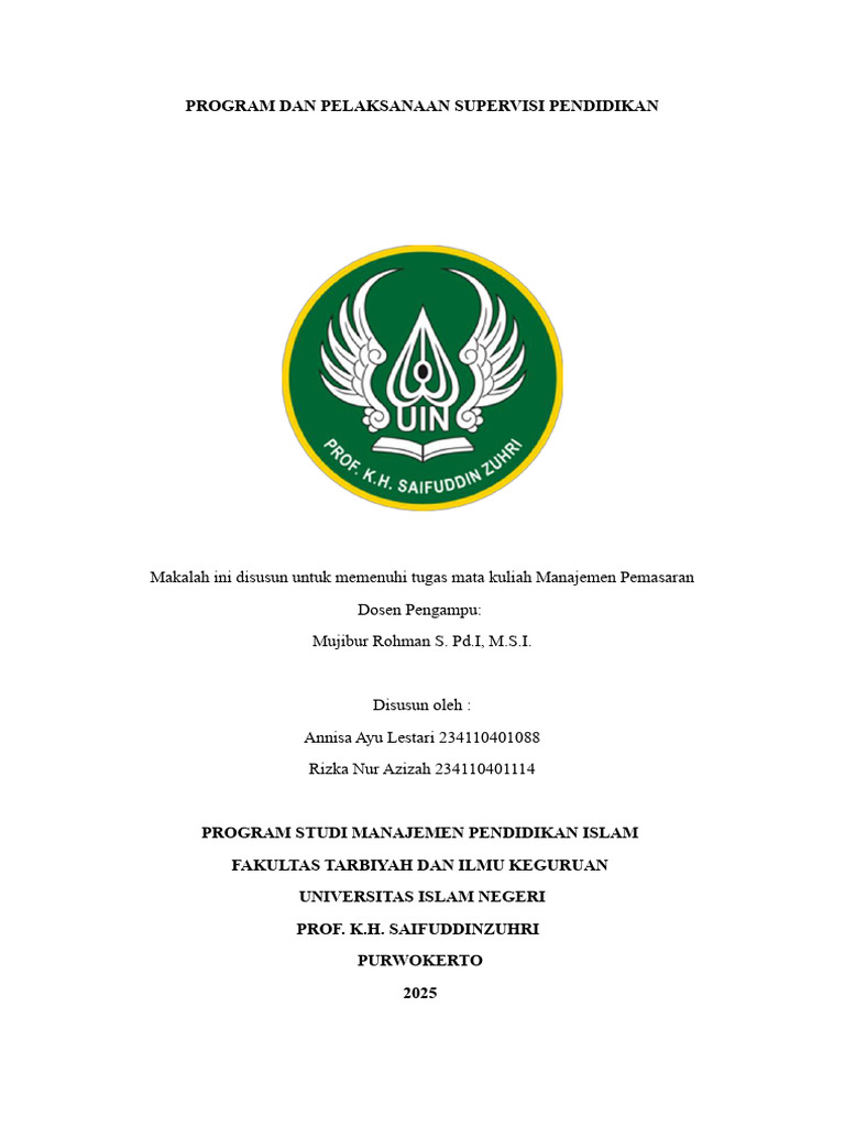 Program Dan Pelaksanaan Supervisi Pendidikan | PDF