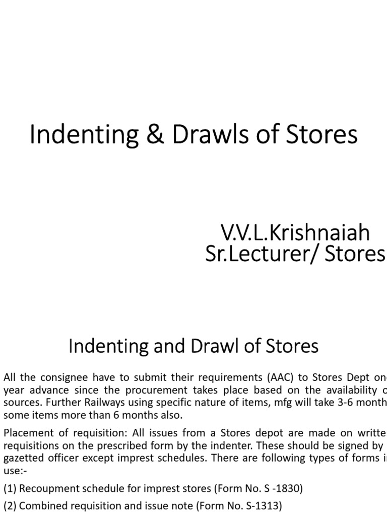 Indenting Procedures in Indian Railways | PDF