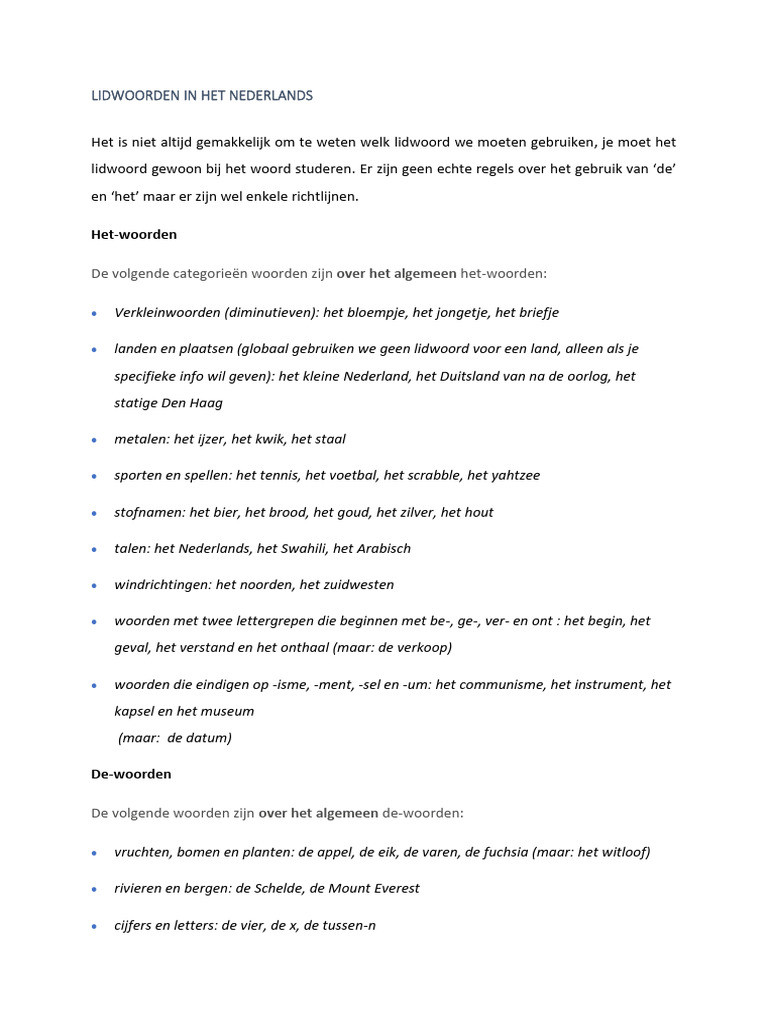 Theorie - de en Het Woorden | PDF