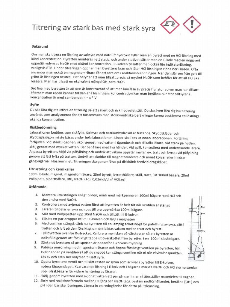 Syrabastitrering Laboration | PDF