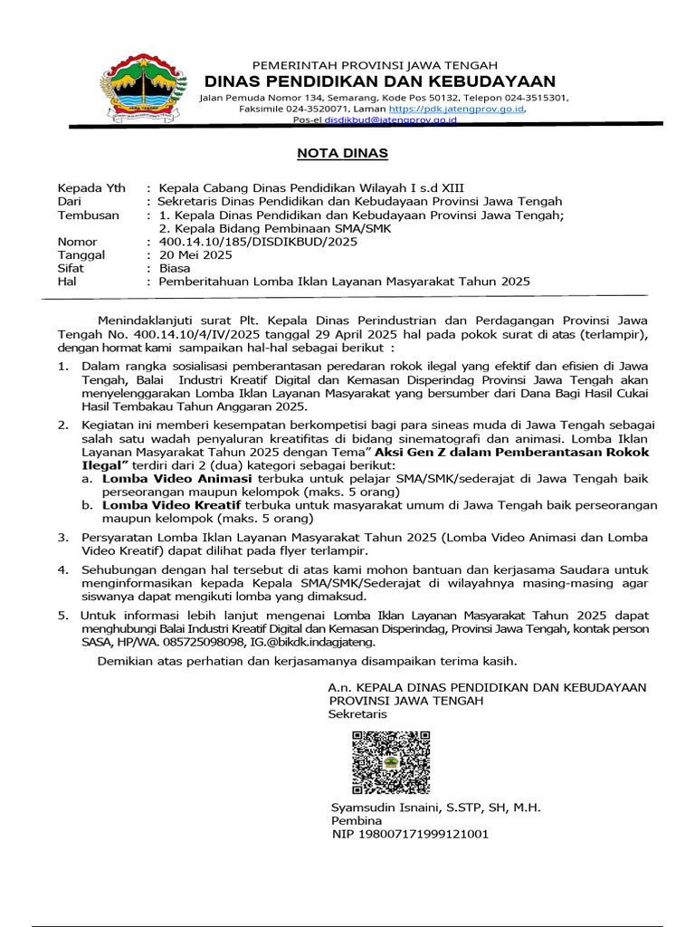 Nodin Lomba Iklan Layanan Masyarakat 2025 | PDF