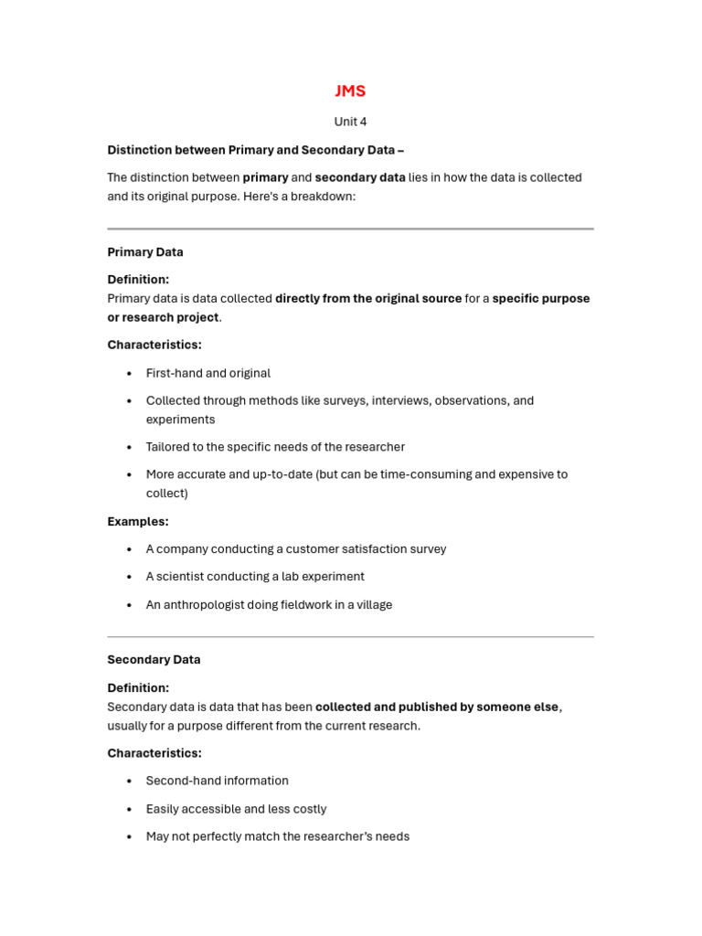 Characteristics of Secondary Data in Research | PDF | Survey ...