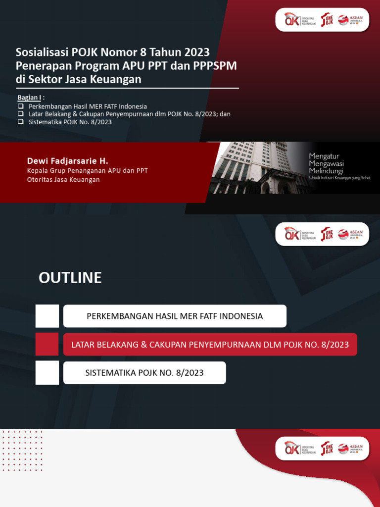 Sosialisasi POJK 8/2023 APU PPT | PDF