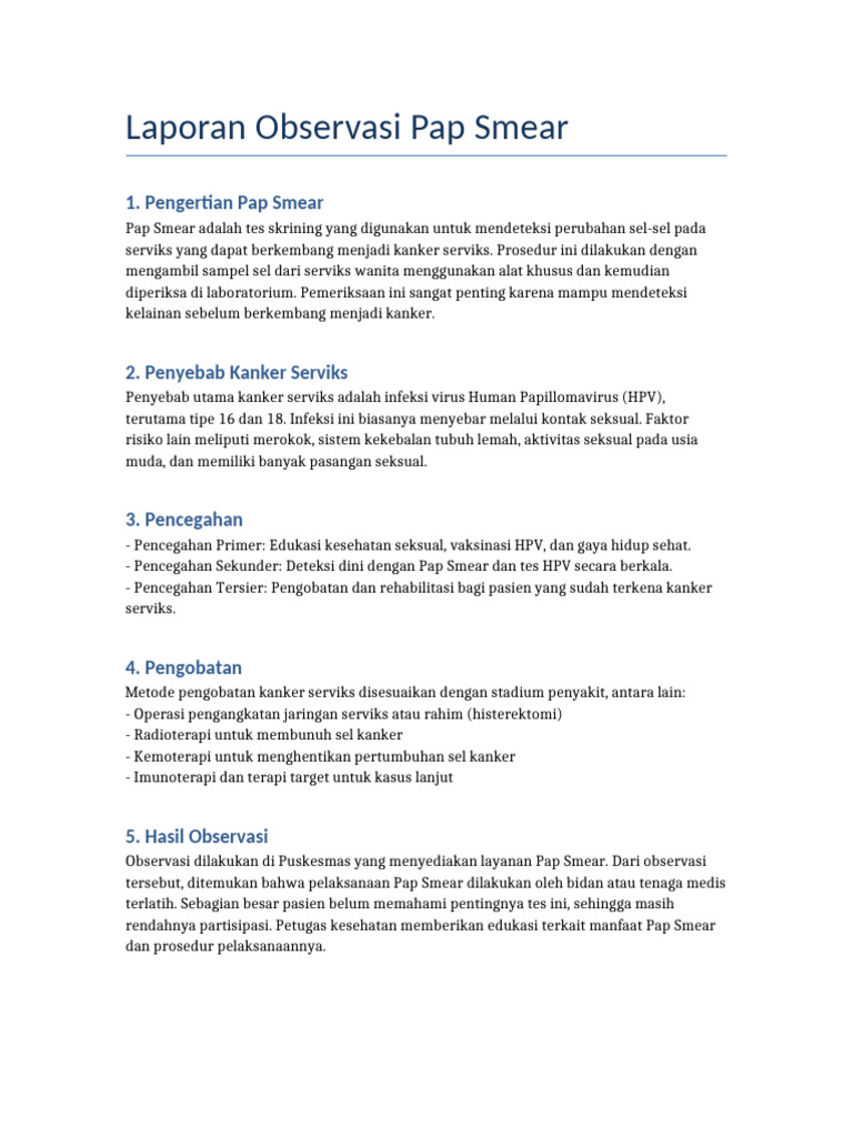 Observasi Pap Smear | PDF