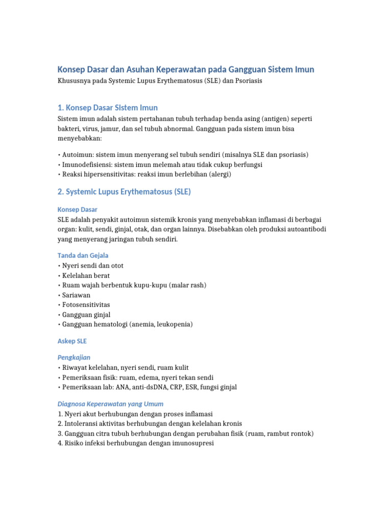 Konsep Dan Askep SLE Dan Psoriasis | PDF