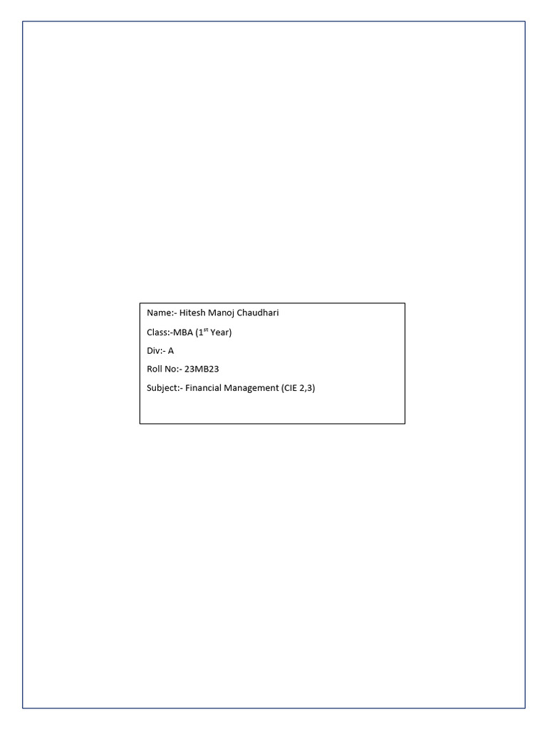 Hitesh Manoj Chaudhari FM CIE 2,3 | PDF | Equity (Finance) | Balance Sheet