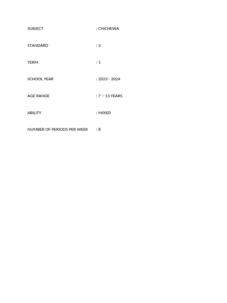 Std3 Term1 Scheme Cover Chi | PDF