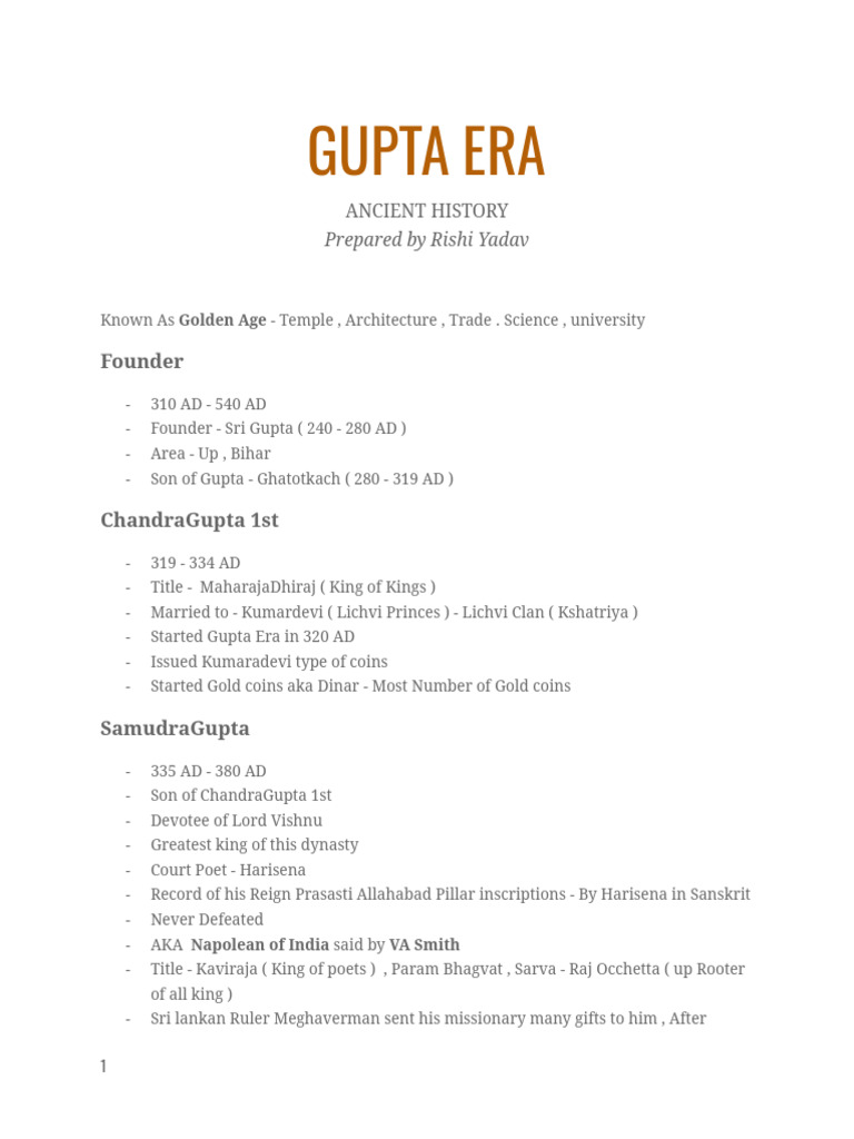Topic 8 Gupta Empire (Ancient Indian History) | PDF
