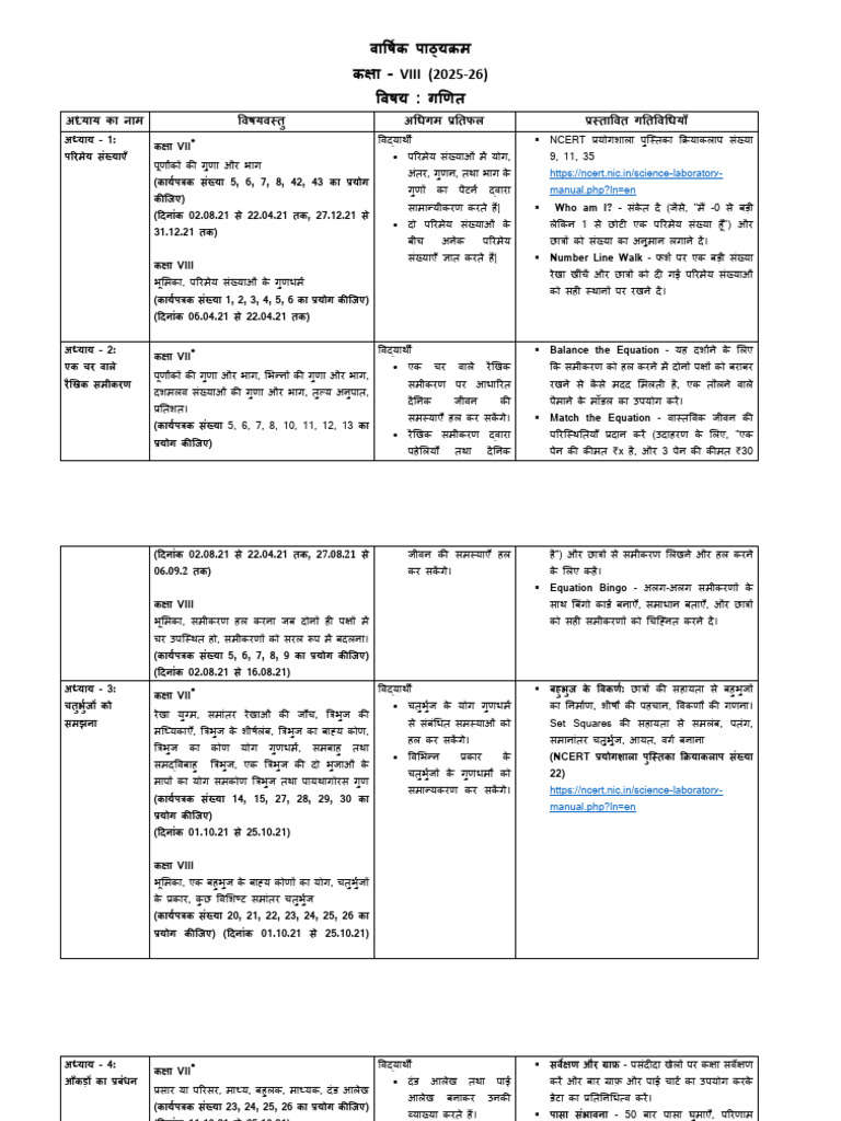 8 Math Hindi 2025 26 | PDF