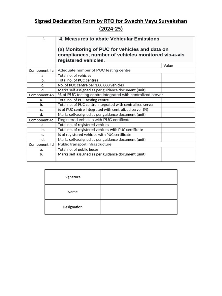 Sample Declaration Form 4a - RTO | PDF