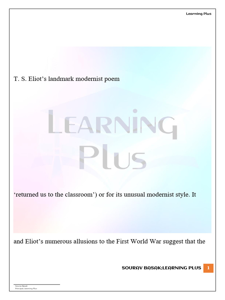 The Waste Land by T. S. Eliot | PDF | T. S. Eliot