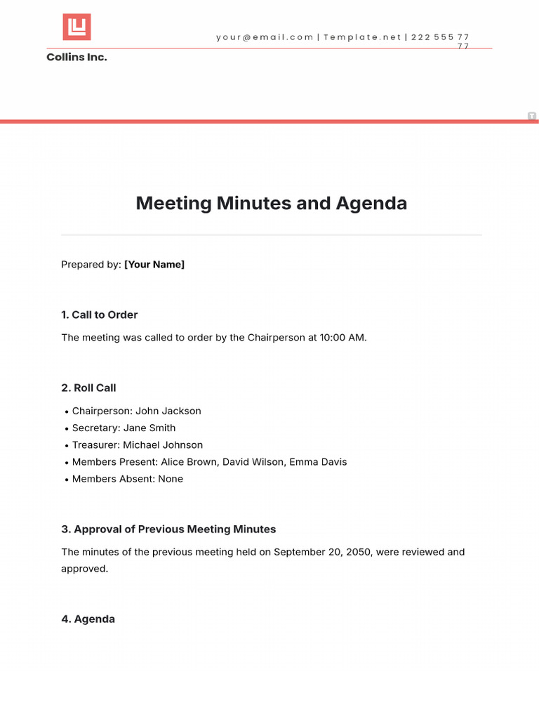 Free Printable Minutes of Meeting Template | PDF