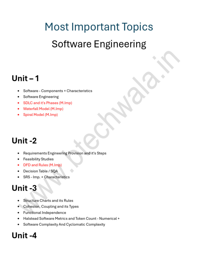 SE Most Important Topics | PDF