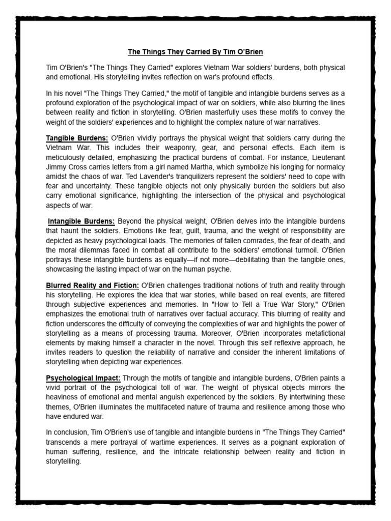 The Things They Carried by Tim O'Brien | PDF