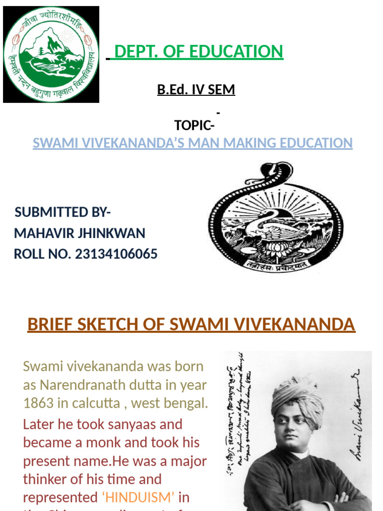 Swami Vivekanand Man Making Education | PDF | Swami Vivekananda | Indian Philosophy