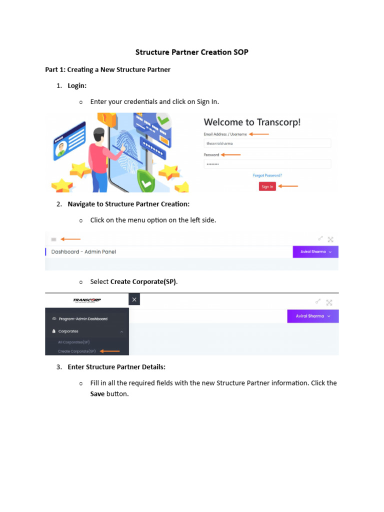 Structure Partner Creation SOP | PDF