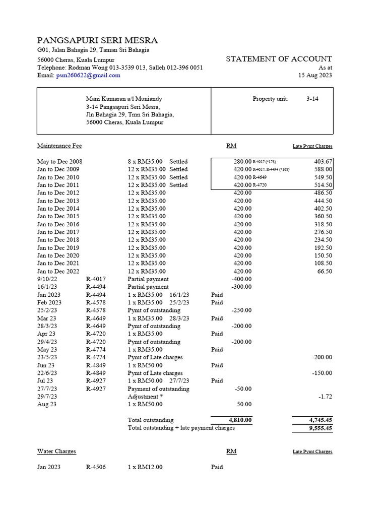 SOA 3-14 15aug23 - Edited | PDF | Payments | Cheque