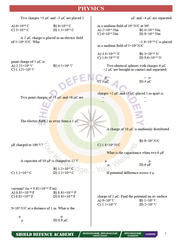 Physics Board Questions | PDF | Capacitance | Capacitor