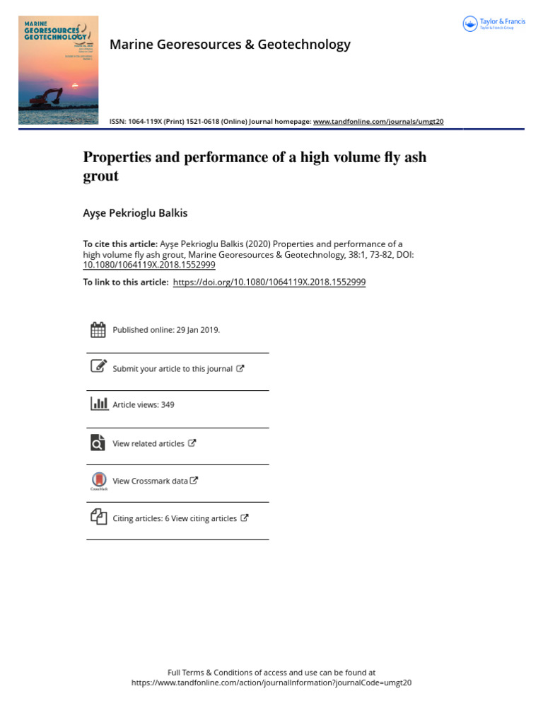 Properties and Performance of A High Volume Fly Ash Grout | PDF ...