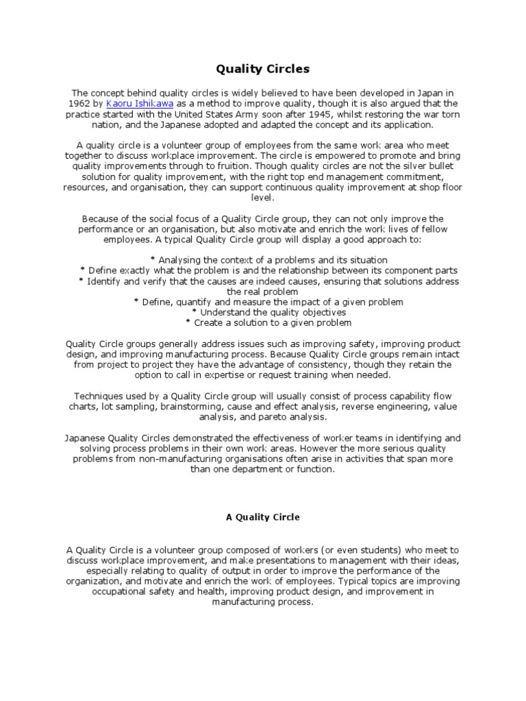 Quality Circles | PDF | Business | Cognition