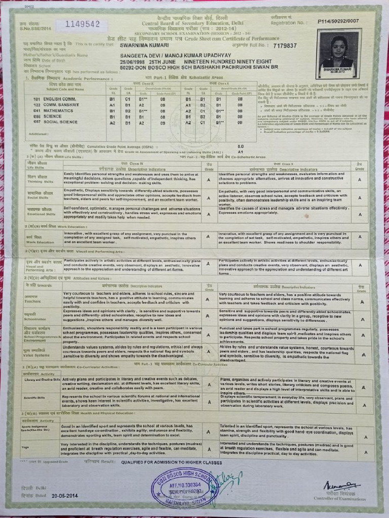 Class 10th Marksheet - 11zon | PDF