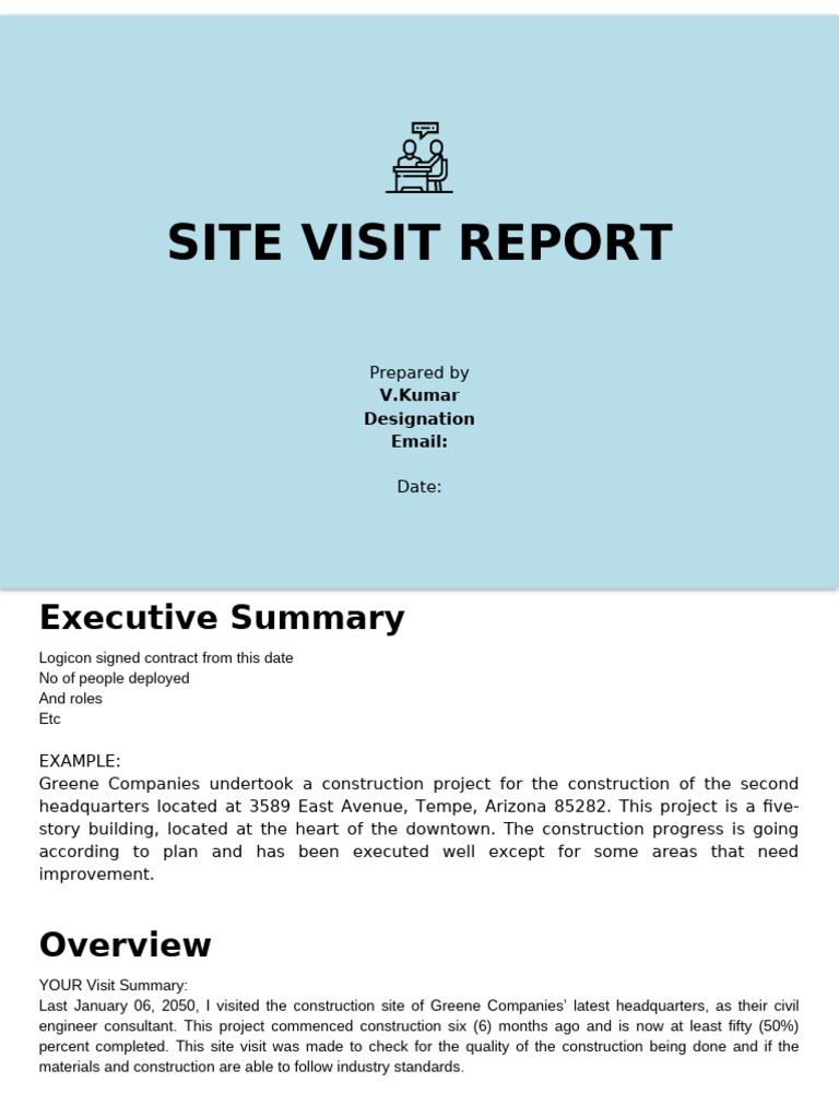 Consultant Site Visit Report Template | PDF