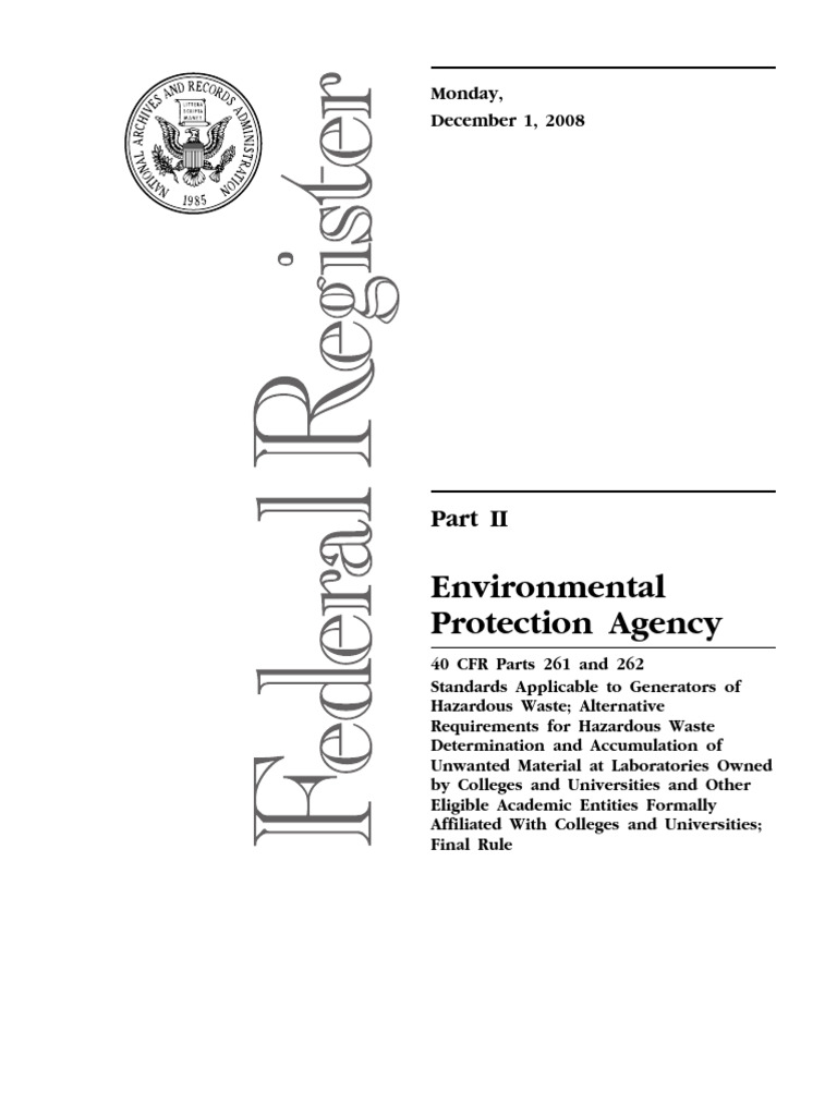 Environmental Protection Agency: Monday, December 1, 2008 | PDF ...