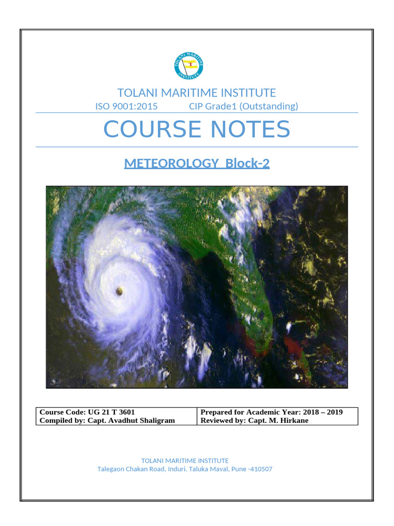 E-Notes Meteorology Sem 2 E Notes | PDF | Fog | Cloud
