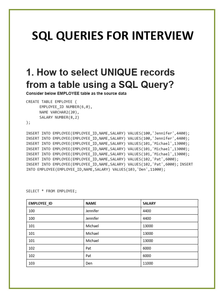 SQL Queries For Interviews | PDF | Data Management | Data