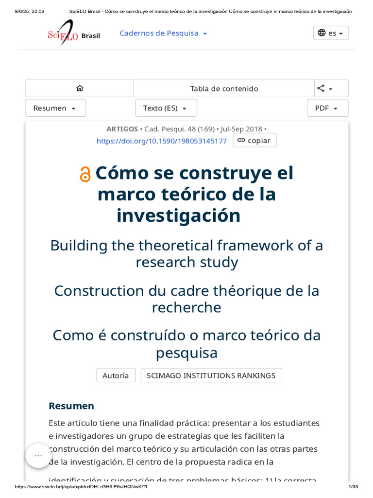 SciELO Brasil - Cómo Se Construye El Marco Teórico de La Investigación ...