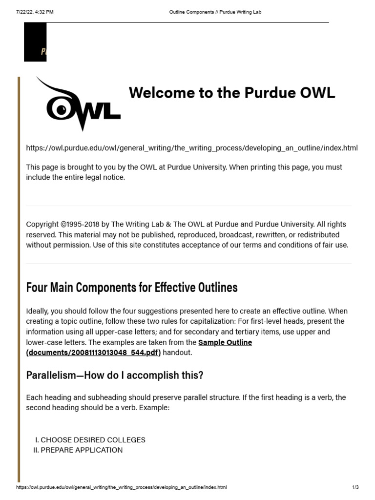 Outline Components - Purdue OWL | PDF