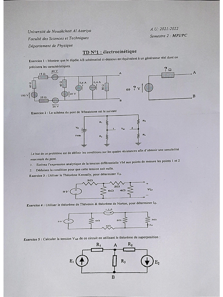Electromagnétisme TD 1 S2 | PDF