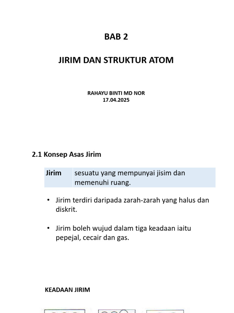 Bab 2 - Jirim Dan Struktur Atom | PDF