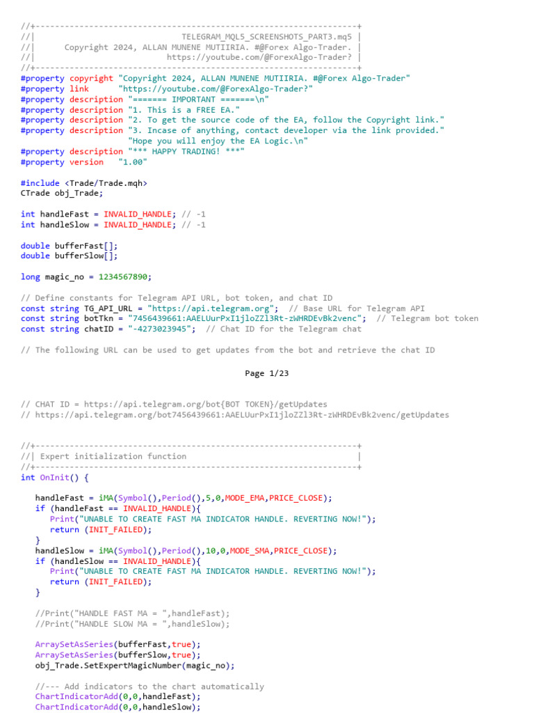 TELEGRAM TO MQL5 SCREENSHOTS | PDF | String (Computer Science) | Code
