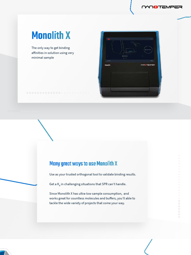 NanoTemper Monolith X Brochure | PDF | Ligand (Biochemistry) | Fluorophore