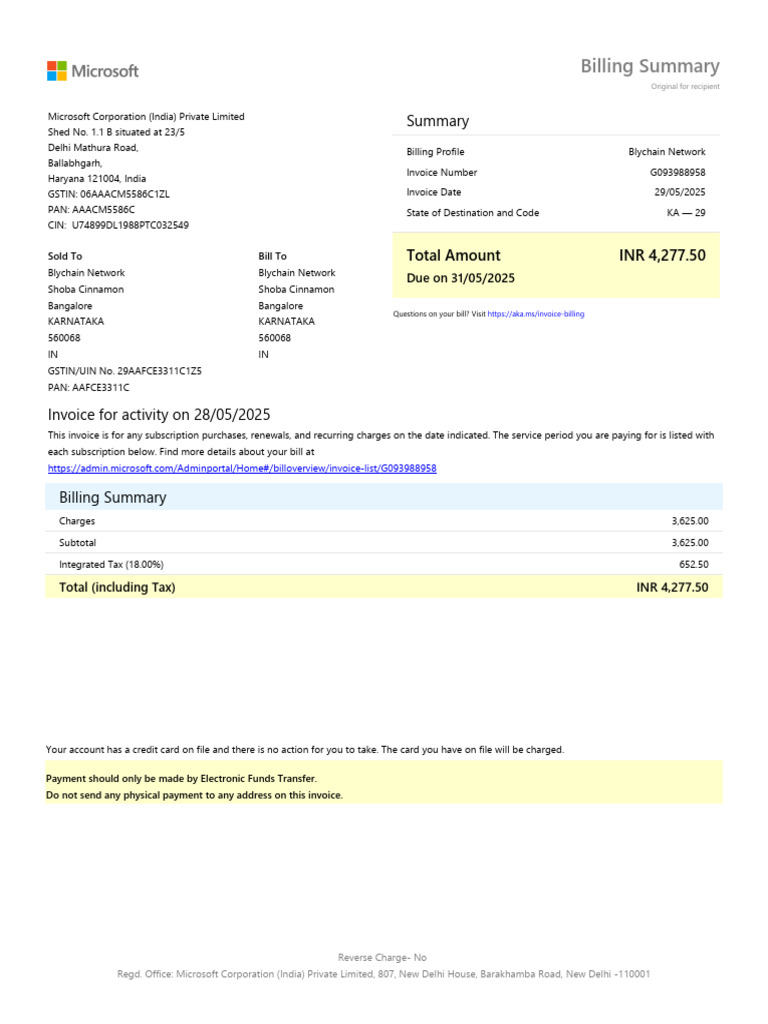 Billing Summary: Total Amount INR 4,277.50 | PDF | Invoice | Payments