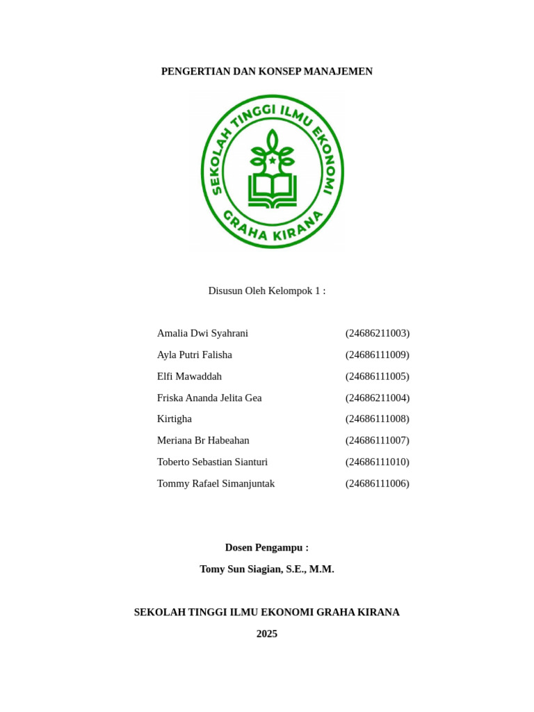 Pengertian Dan Konsep Manajemen Kel1 | PDF